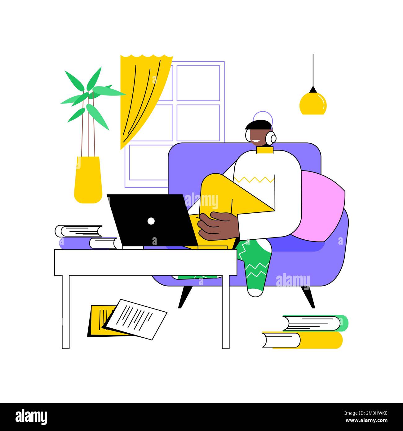 Study in the dormitory isolated cartoon vector illustrations. Young ...