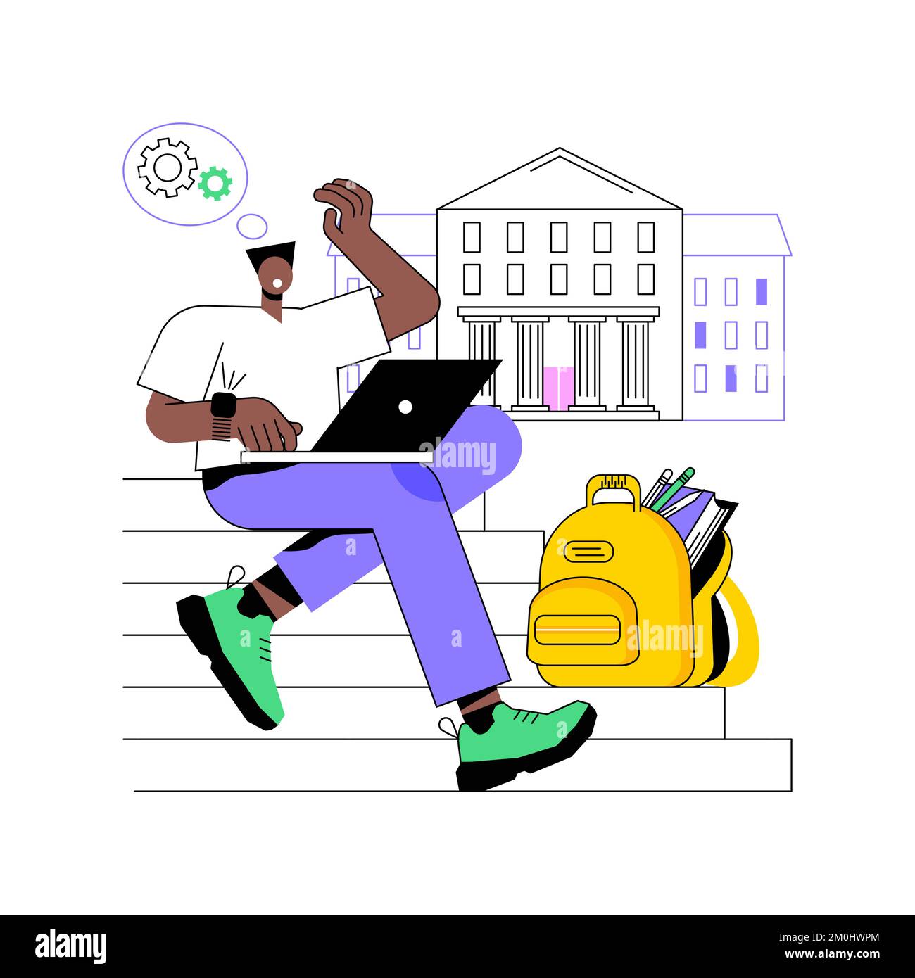 Study on the way isolated cartoon vector illustrations. Confused guy ...