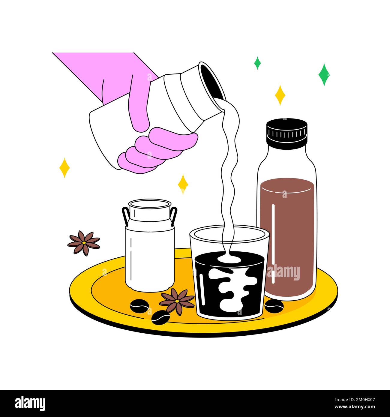 Cold brew isolated cartoon vector illustrations. Barista making cold ...