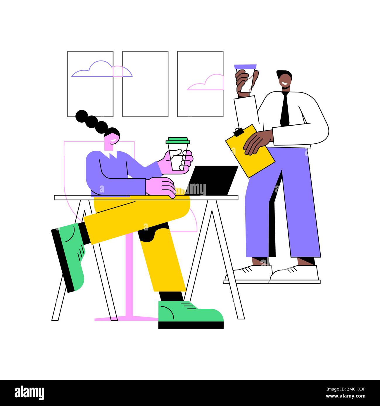 Morning in the office isolated cartoon vector illustrations. Happy ...