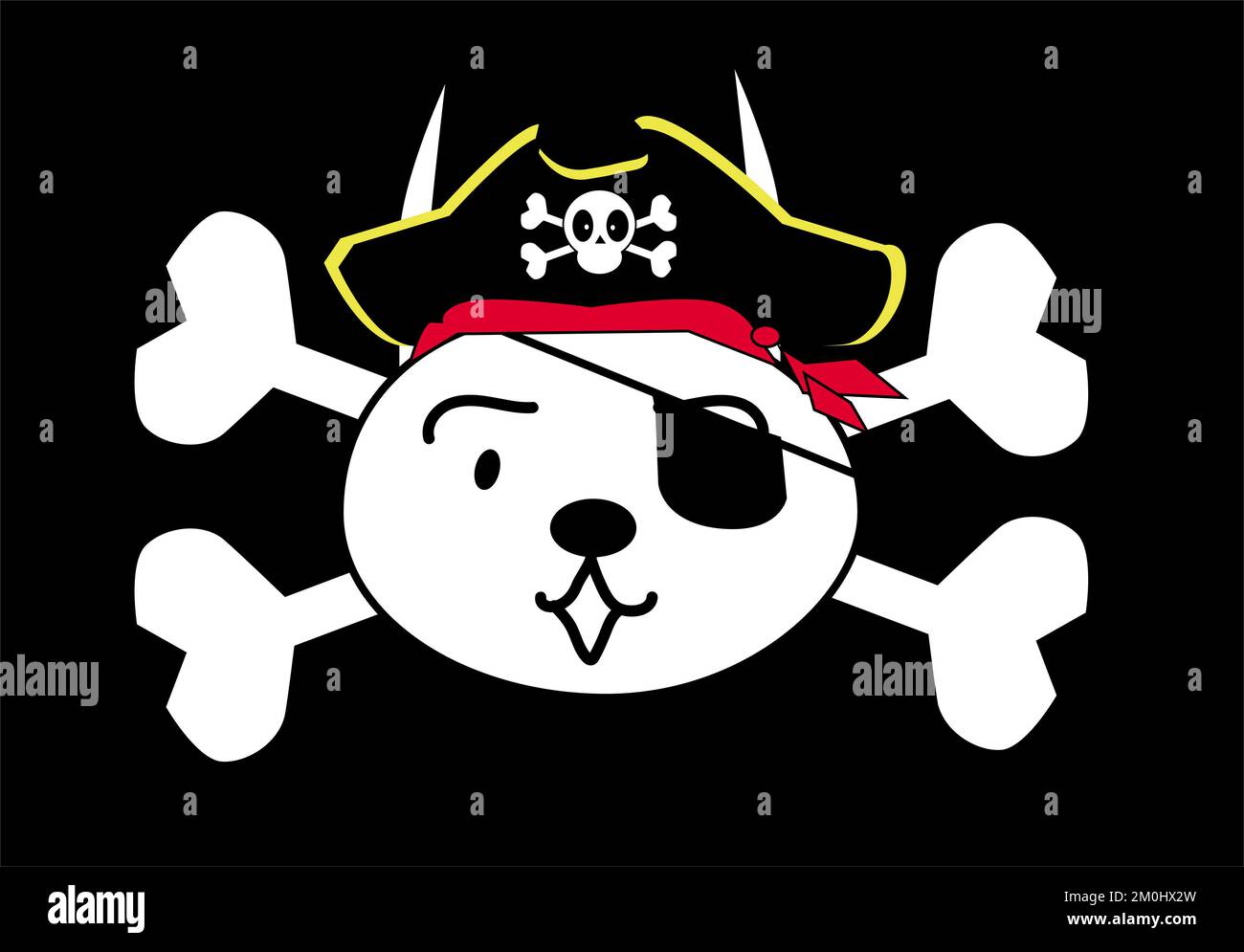 Pirate Cat character cartoon hand draw with skull and bones ...