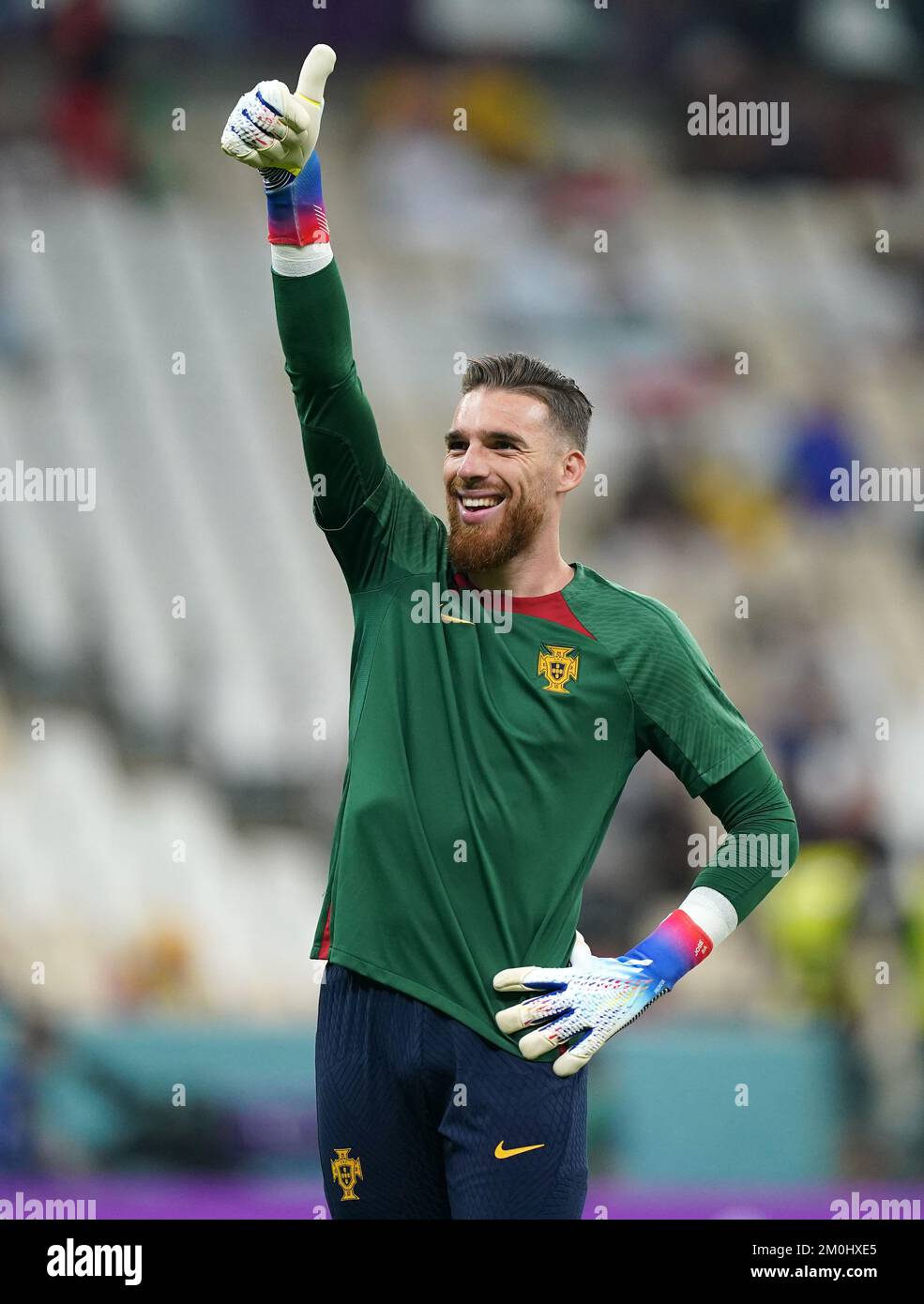 Portugal goalkeeper Jose Sa warming up prior to kick-off before the ...