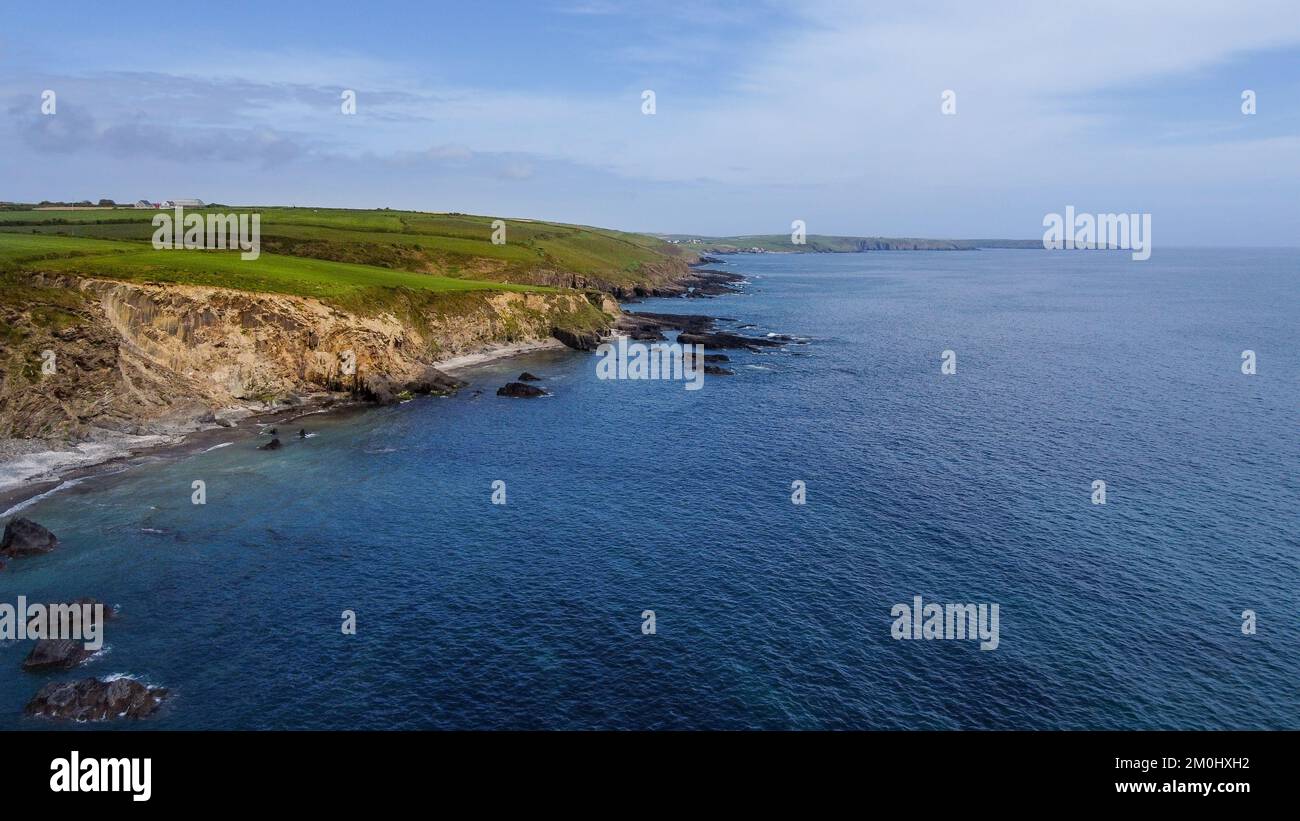 The southern coast of Ireland, top view. Blue sea space. Seascape. View ...