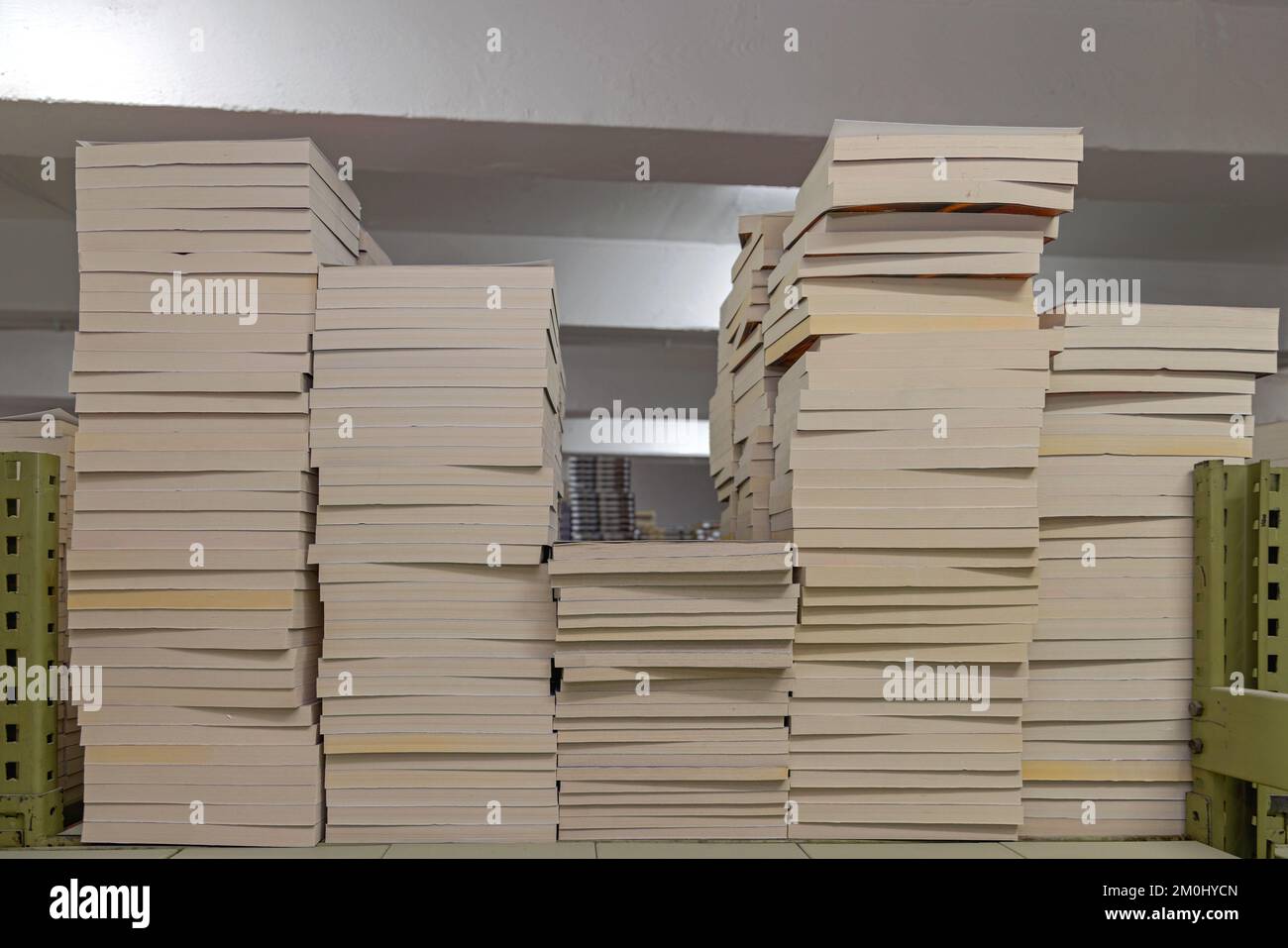 New Books Stack at Shelf in Storage Room Warehouse Stock Photo - Alamy