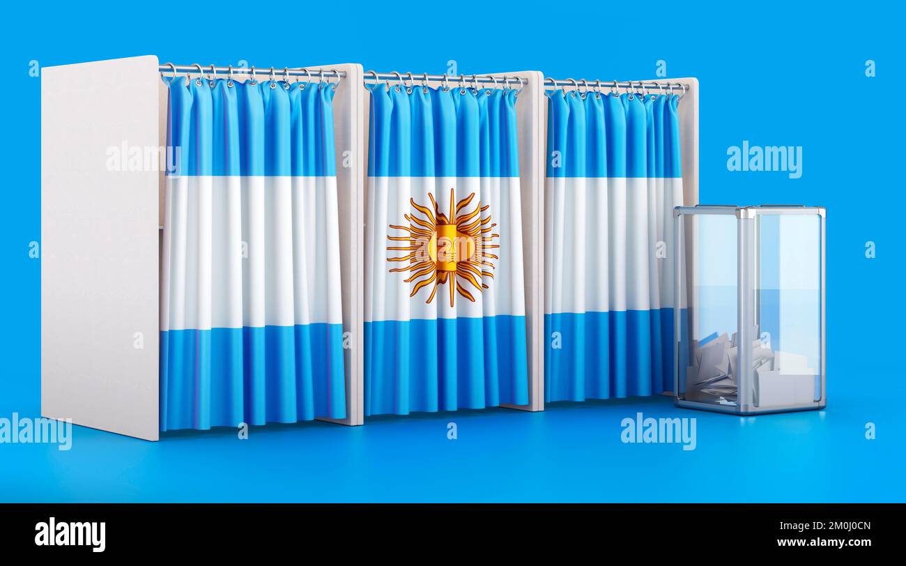 Voting booths with Argentinean flag and ballot box. Election in ...