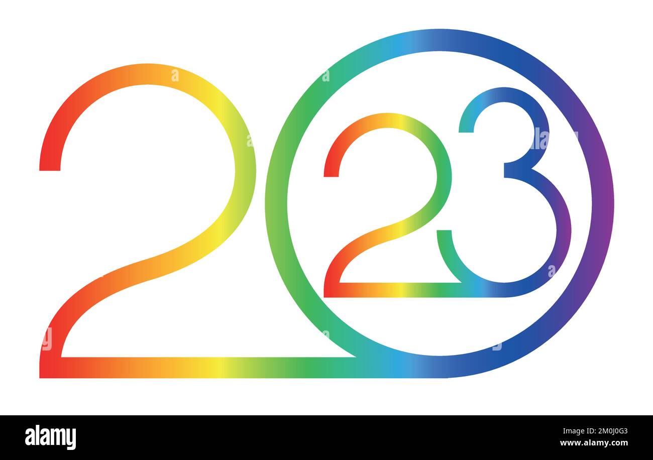 2023 New Year banner with numbers from simple geometric shapes and ...