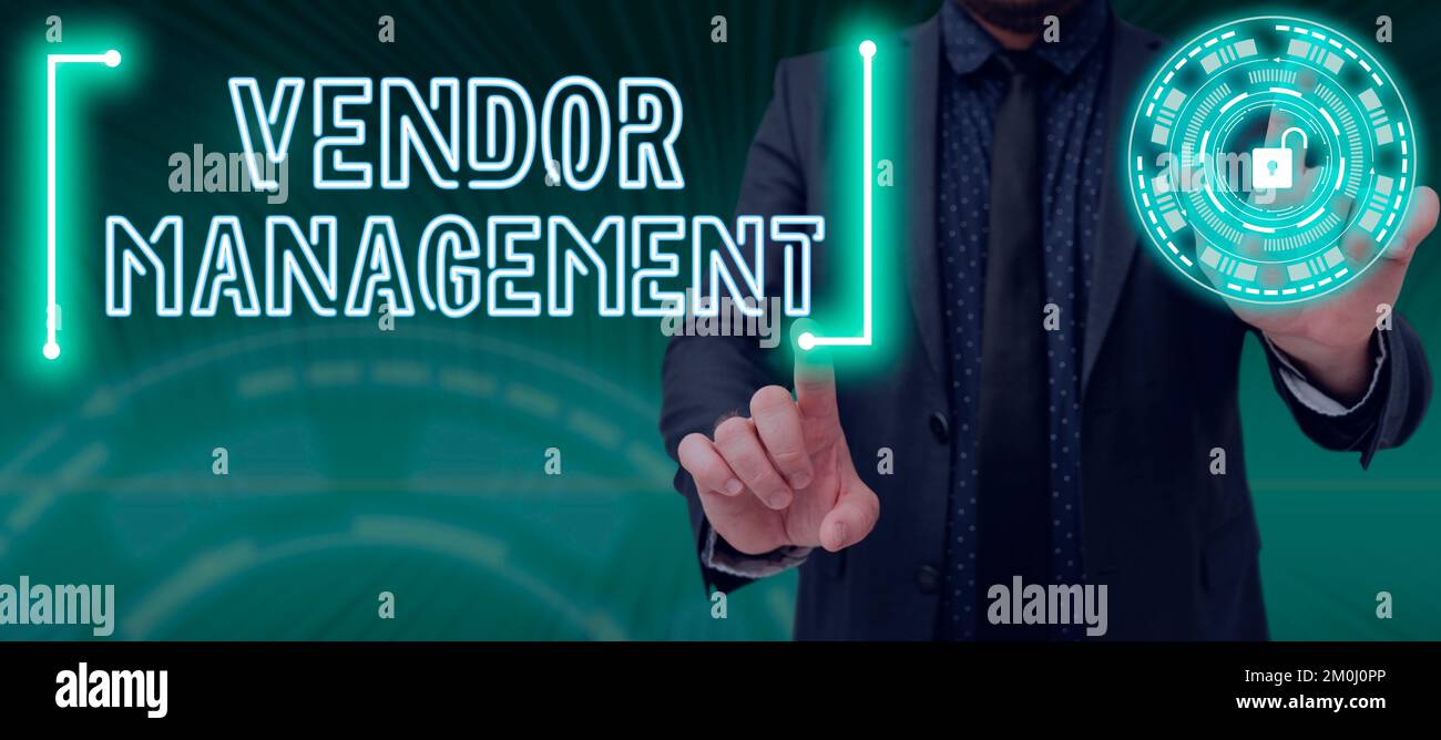 Conceptual caption Vendor Management. Word for activities included in ...