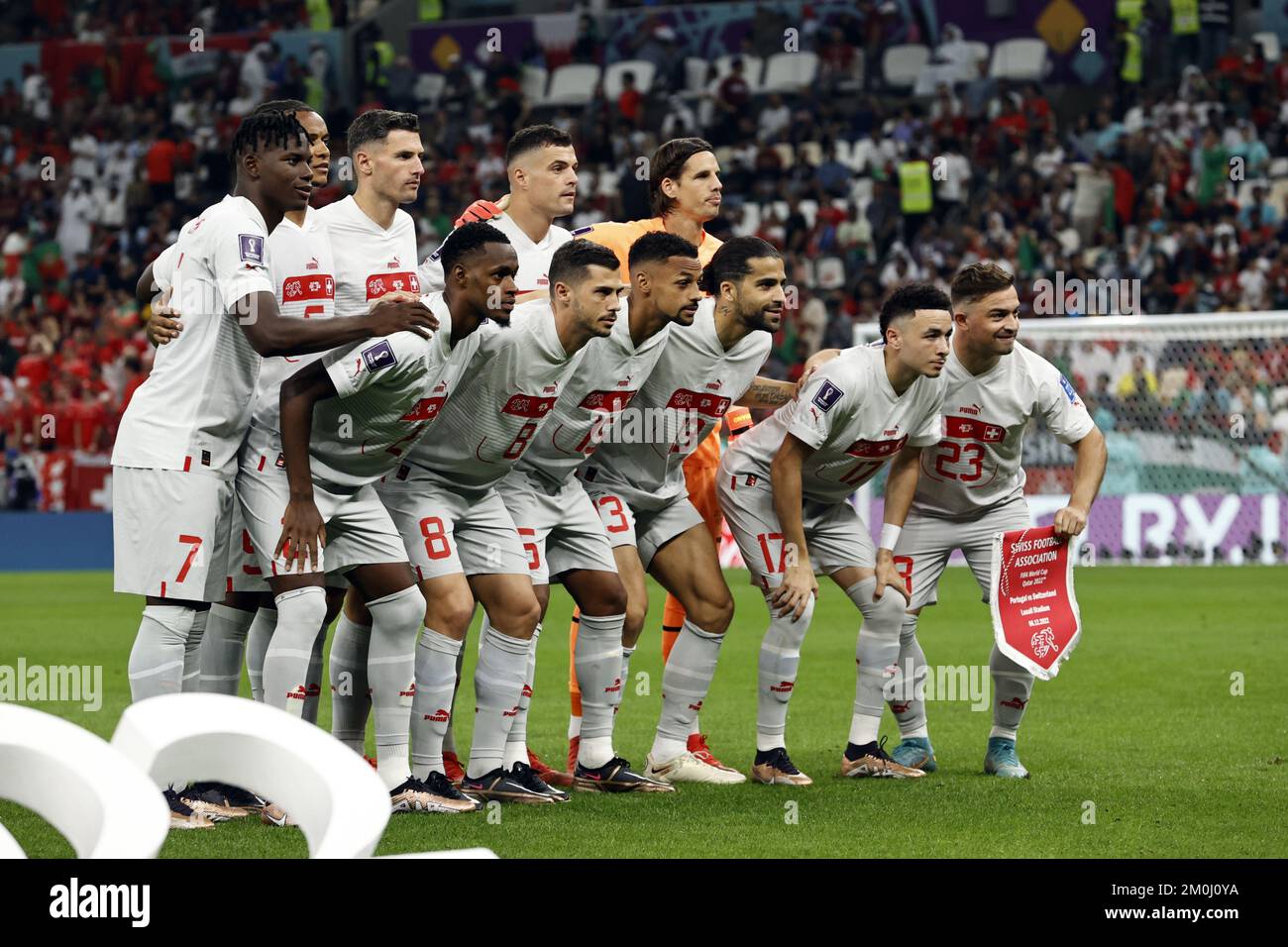 AL DAAYEN - Back row (lr) Breel Embolo of Switzerland, Manuel Akanji of ...