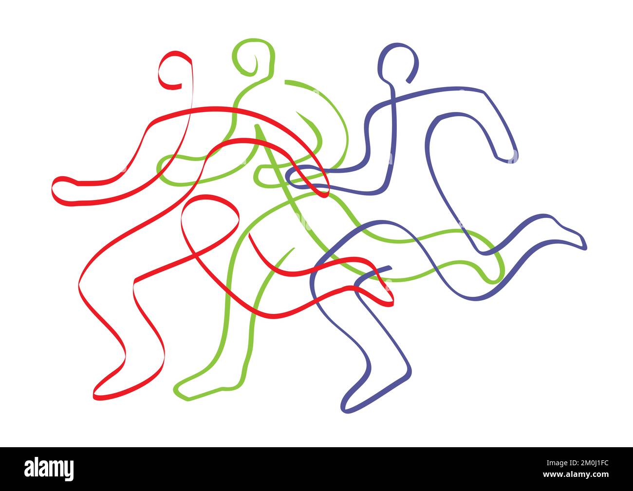 Running race, marathon, jogging, line art stylized. Stylized ...