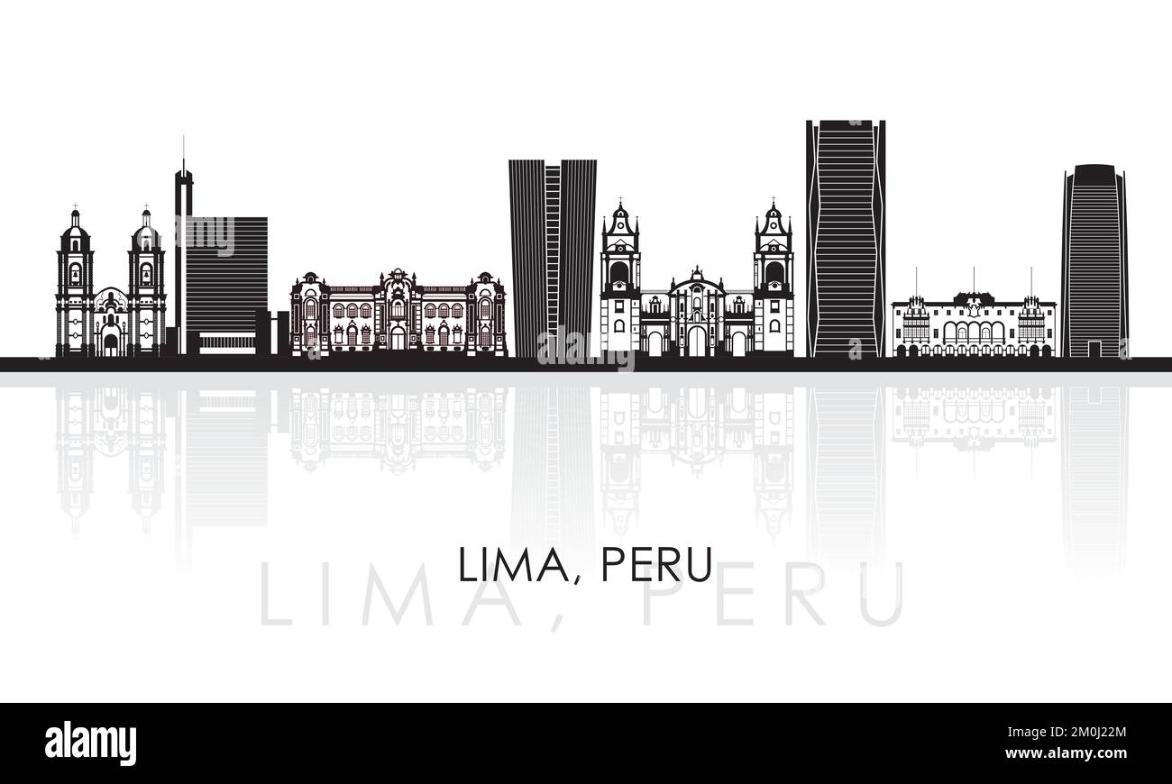 Silhouette Skyline panorama of city of Lima, Peru - vector illustration ...