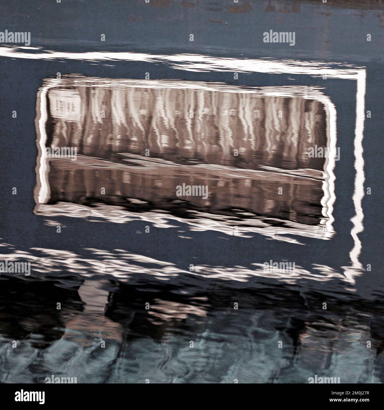 Abstract photograph, showing reflected pattern, line, shape, with a ...