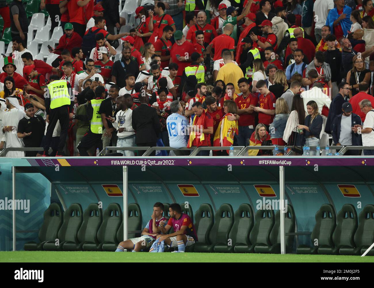 Al Rayyan, Qatar. 6th Dec, 2022. Spectators react after the Round of 16 ...