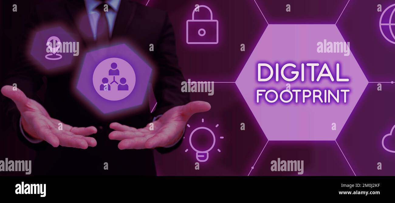 Handwriting text Digital Footprint. Business overview uses digital ...