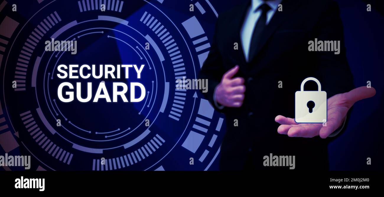 Text caption presenting Security Guard. Word for tools used to manage ...