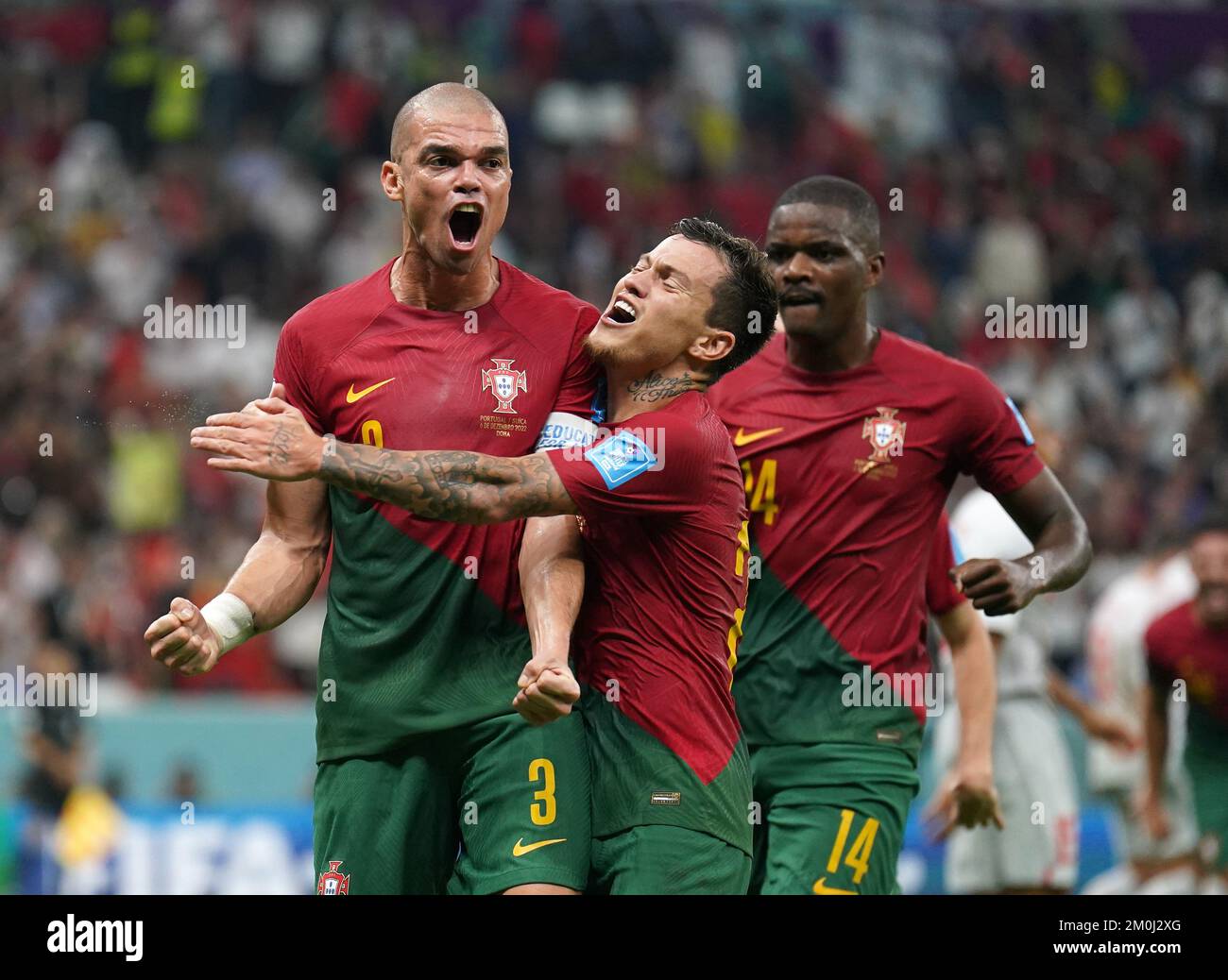 Portugal's Pepe celebrates scoring their side's second goal of the game ...