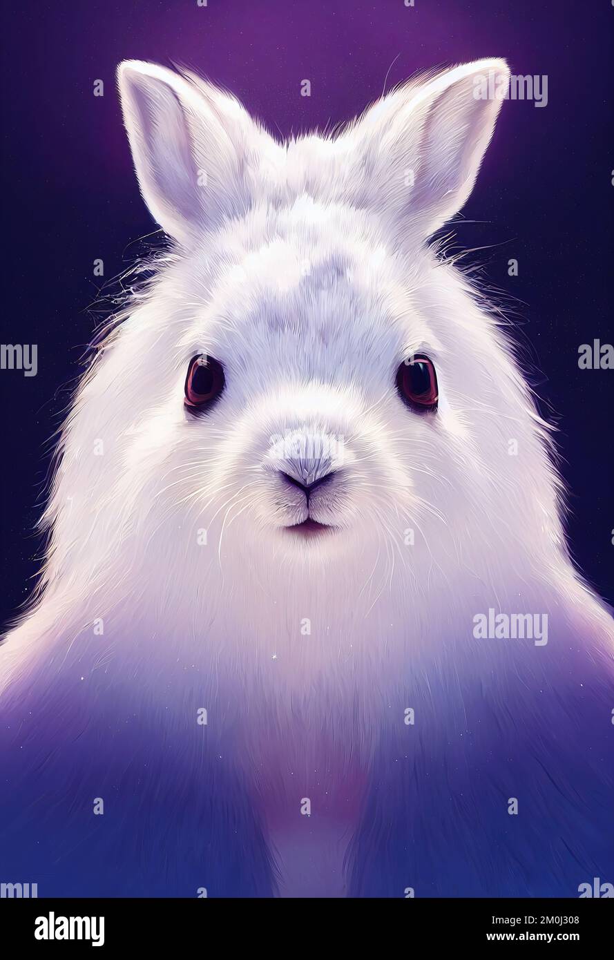 Funny adorable portrait headshot of cute white rabbit. North American ...