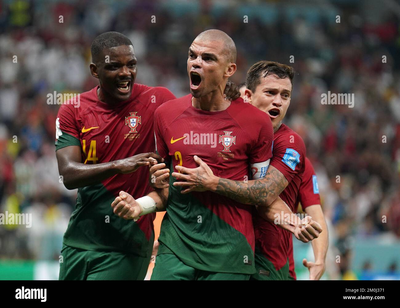 Portugal's Pepe celebrates scoring their side's second goal of the game ...