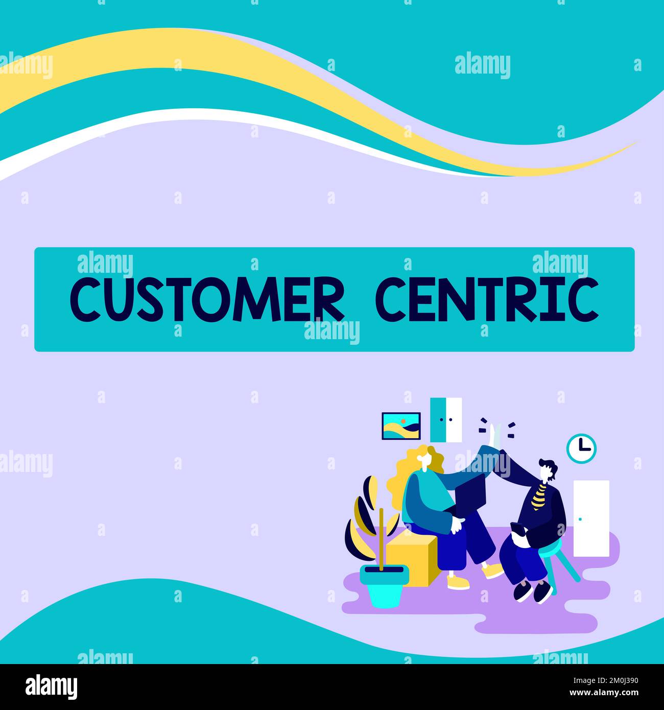 Text caption presenting Customer Centric. Business overview process of ...
