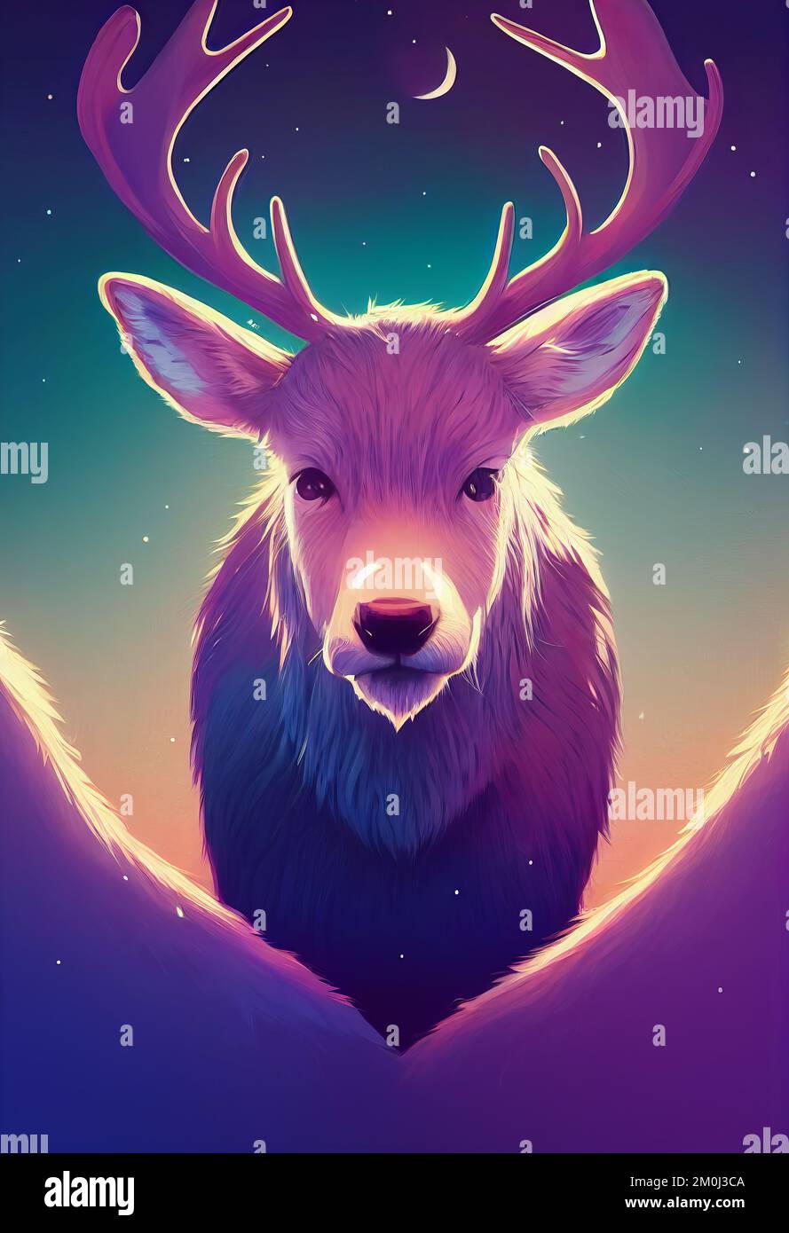 Cartoon portrait headshot of mountain caribou . North American land ...