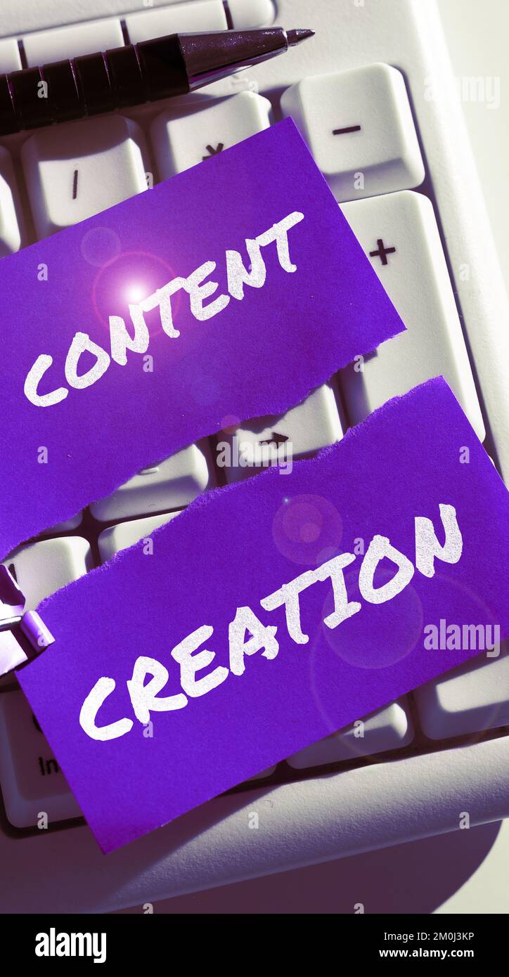 Text sign showing Content Creation. Business idea contribution of ...