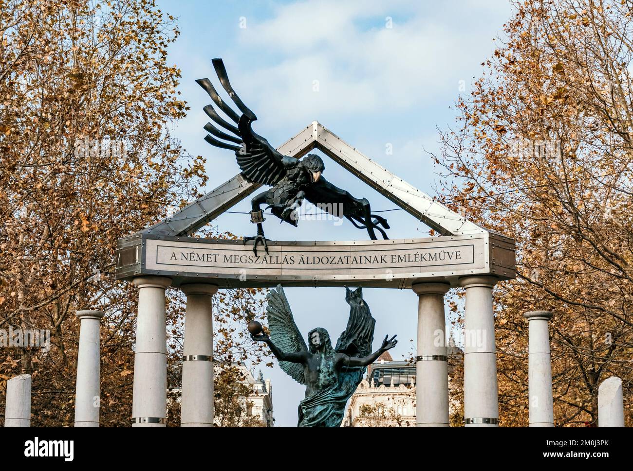 The Memorial for Victims of the German Occupation with stone statues of ...