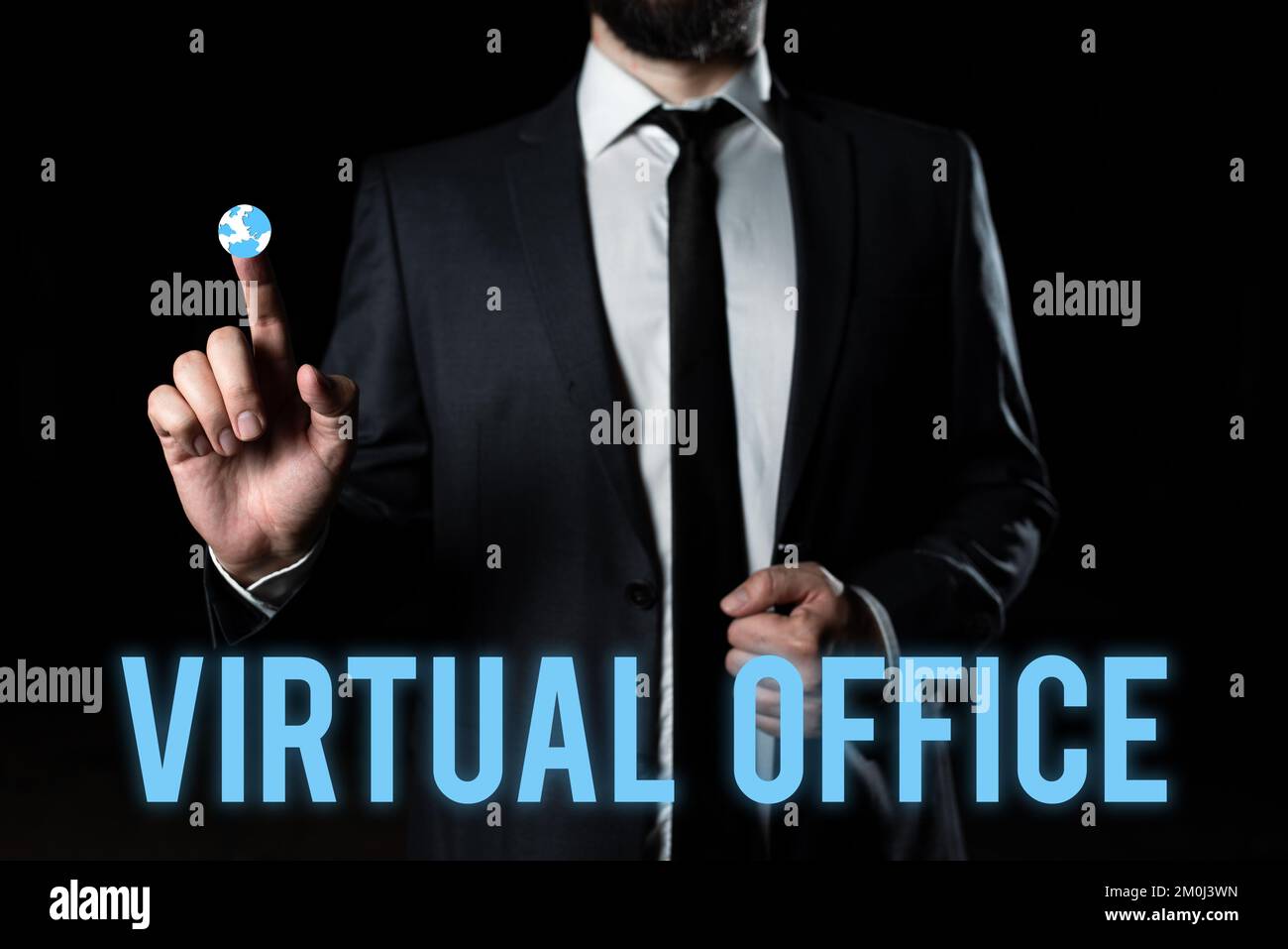 Sign displaying Virtual Office. Business concept Mobile work ...