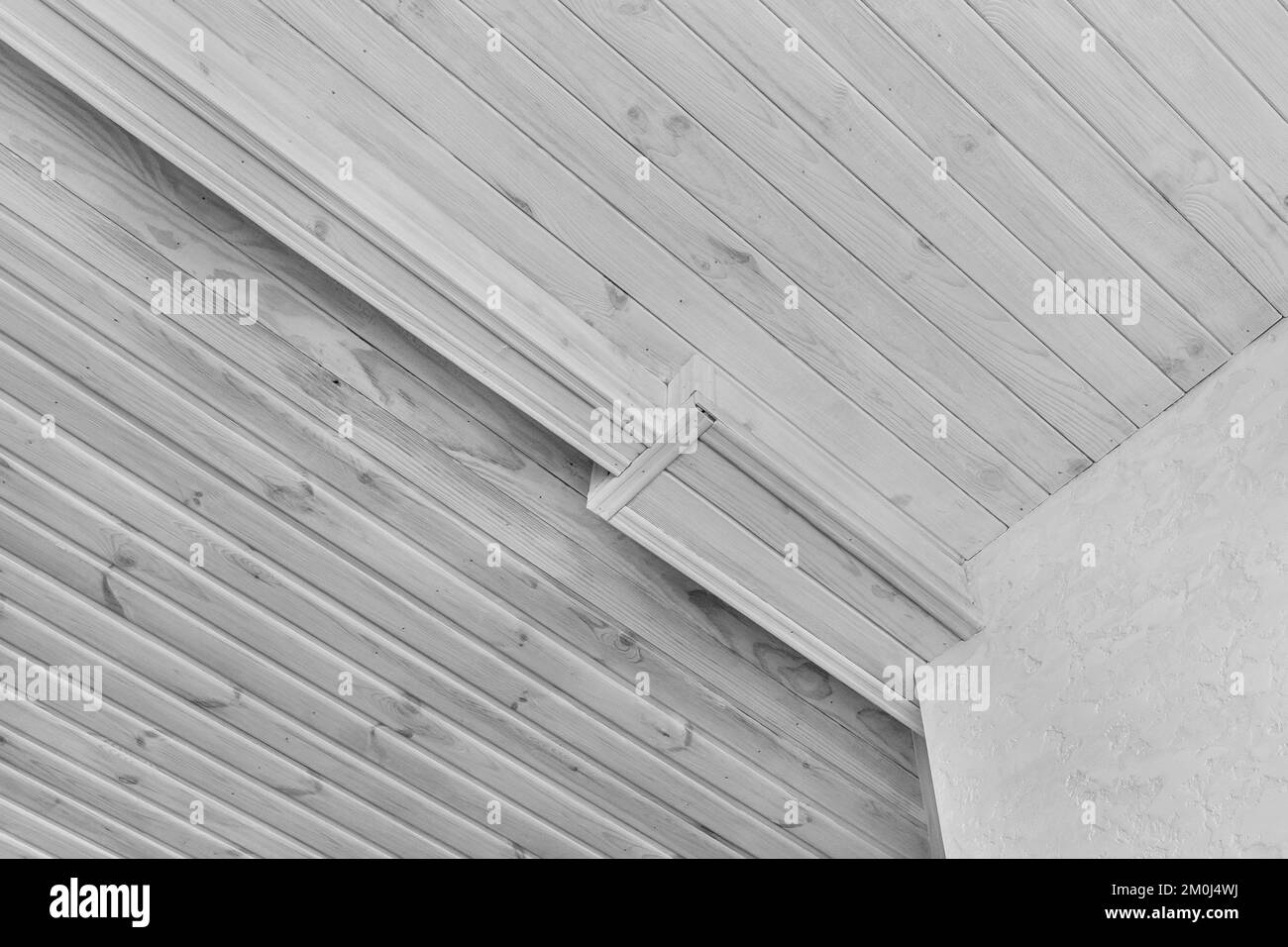 Modern interior with light wood ceiling texture white background Stock ...