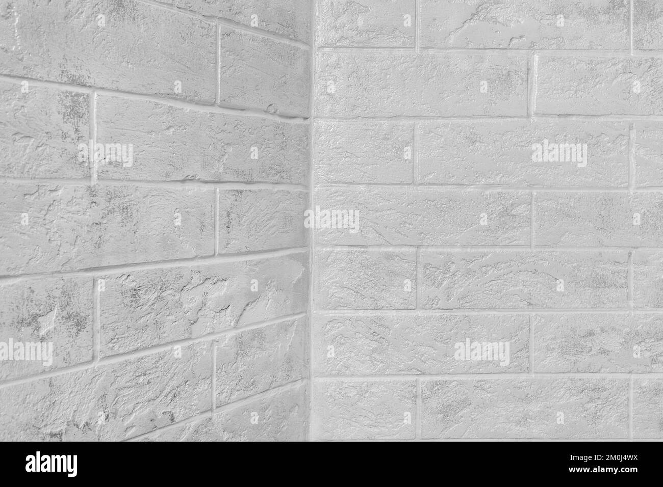 Modern interior with light corner joint white brick wall texture ...