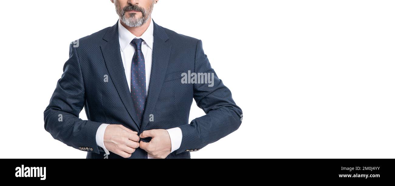 cropped view of businessman in formal suit at studio. photo of ...