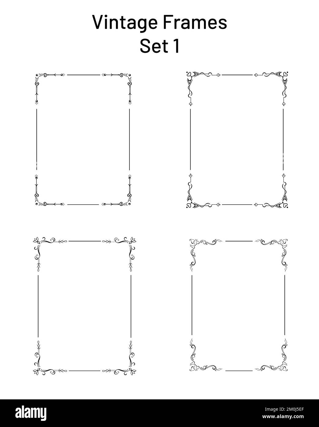 Collection of 4 nice retro ornate frames with corner flourishes Stock ...