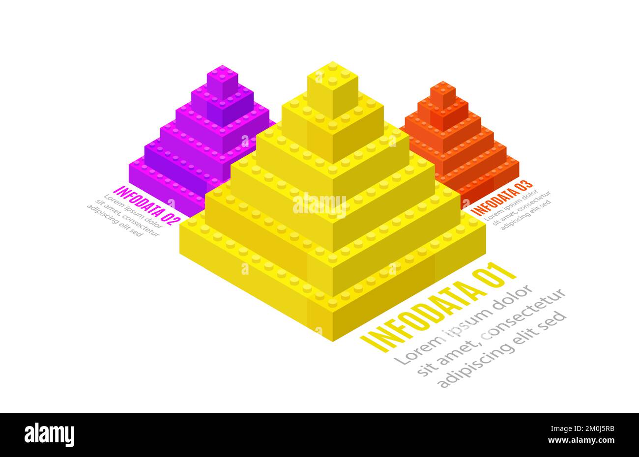 Infographic template of pyramids assembled from plastic blocks in ...