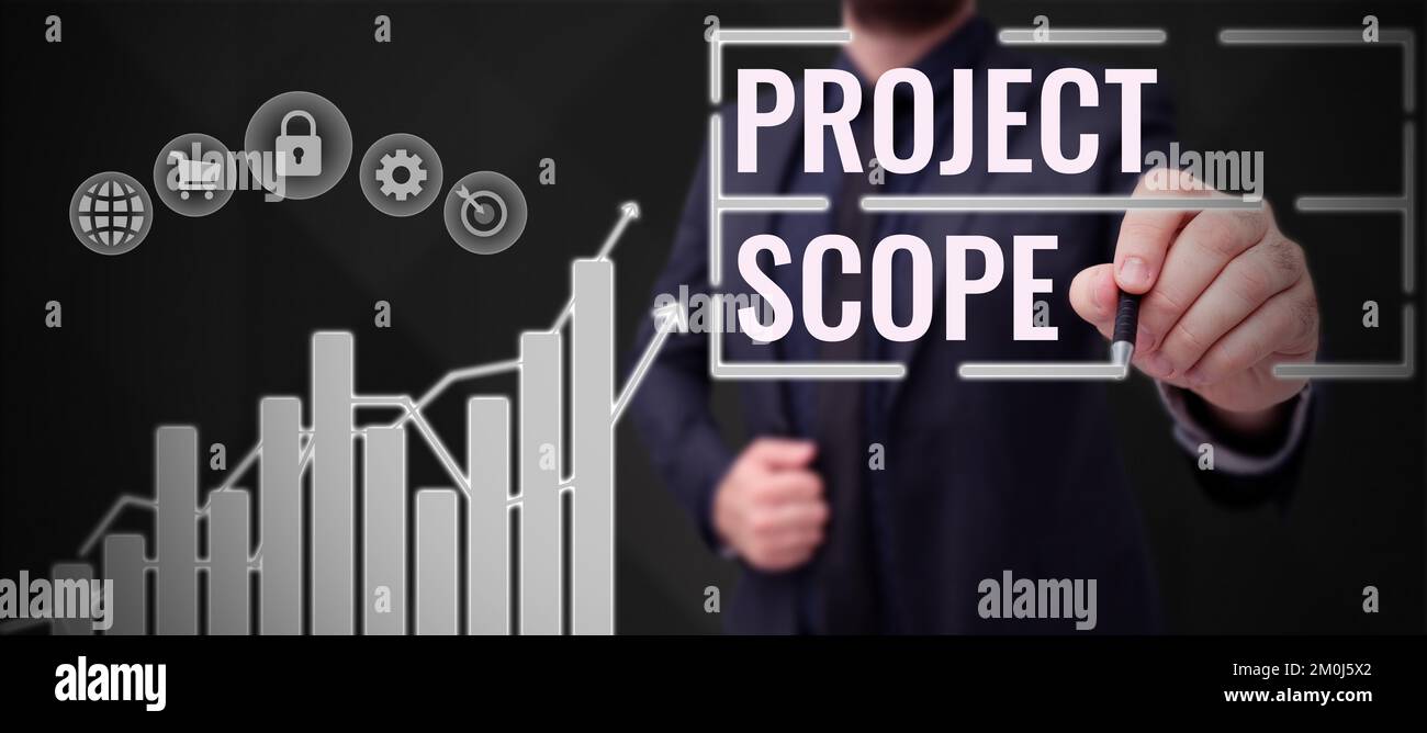 Hand Writing Sign Project Scope Word Written On Evaluation Of Work