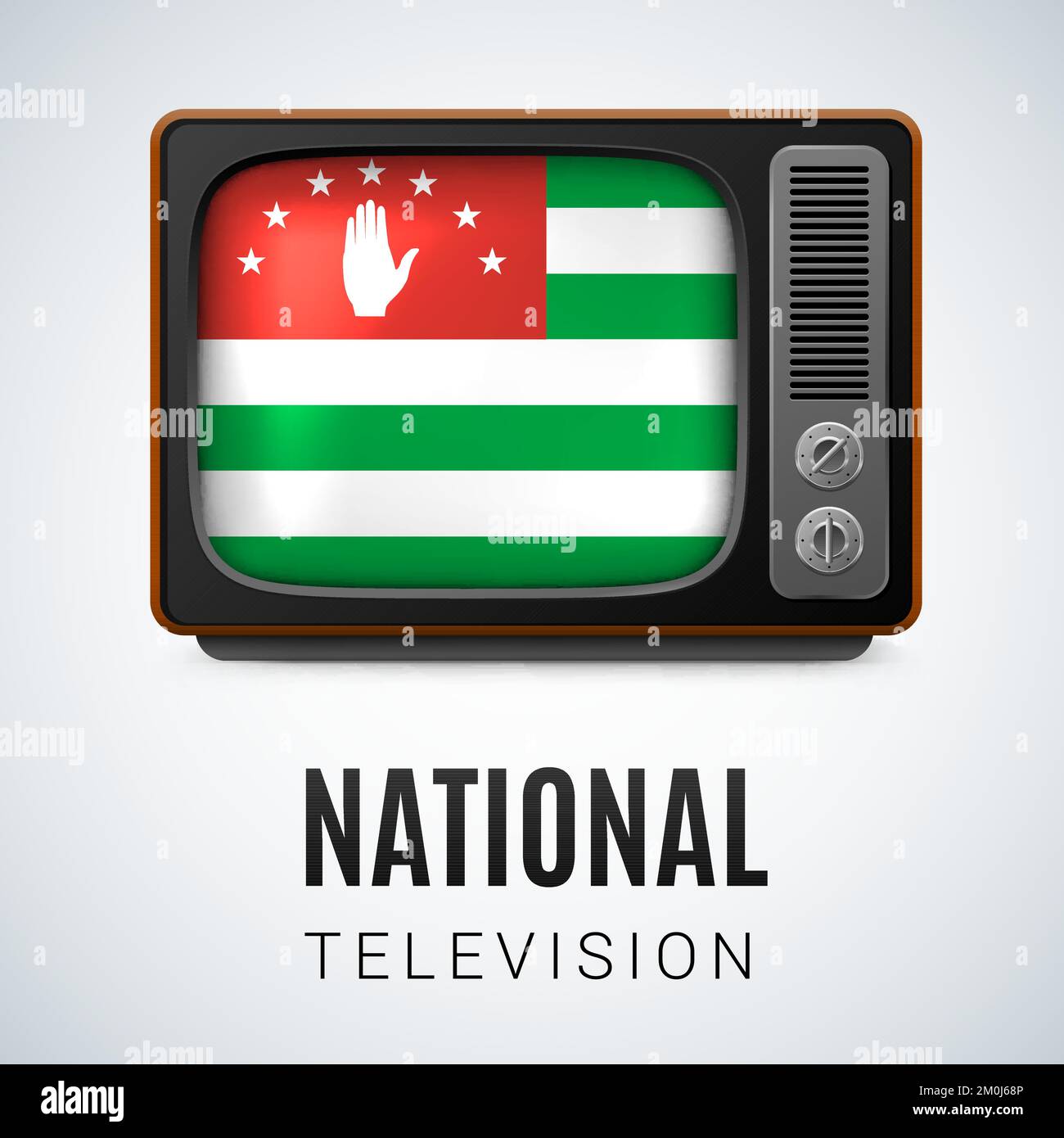 Vintage TV and Flag of Abkhazian as Symbol National Television. Tele ...