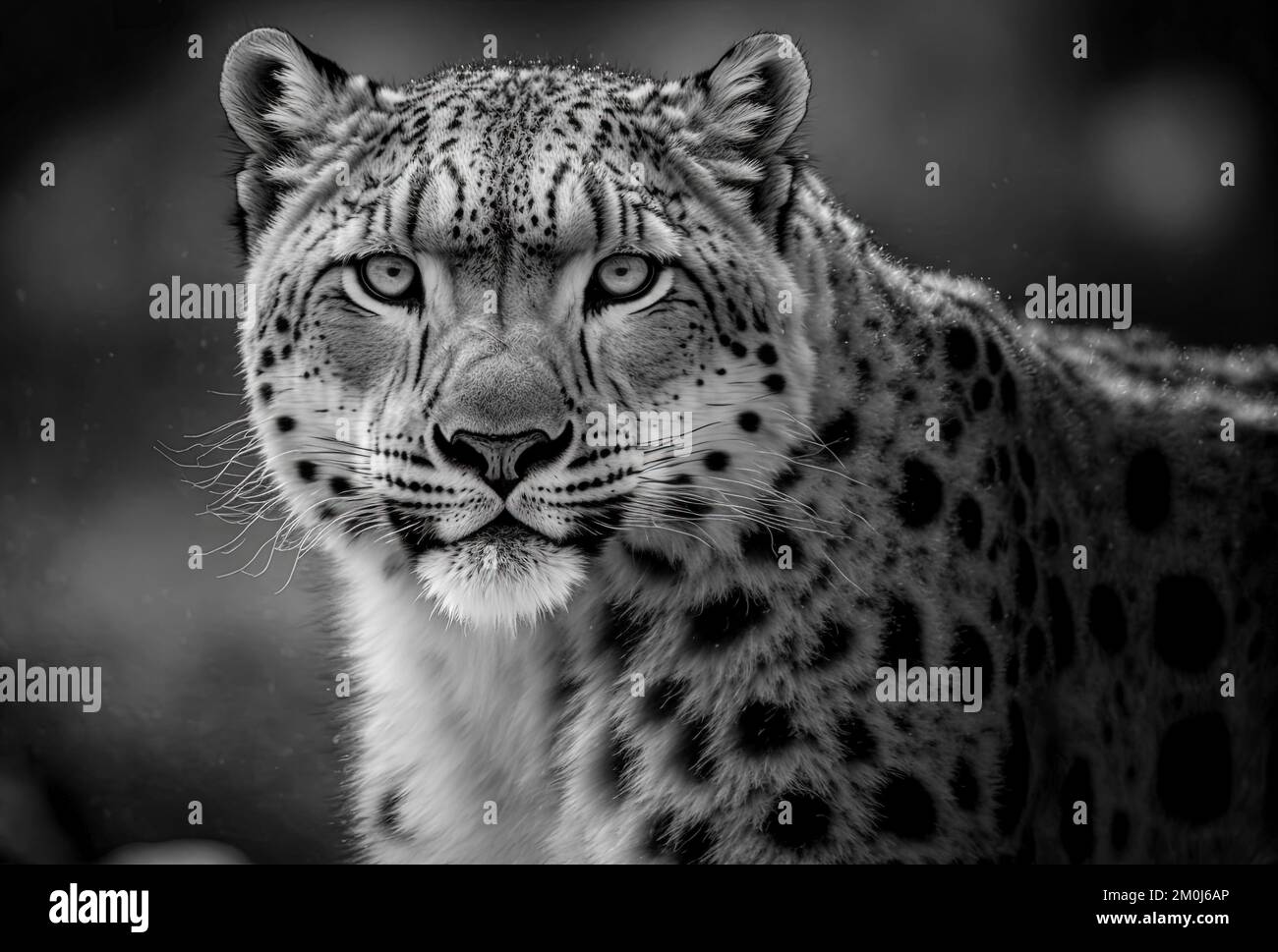 A grayscale of a beautiful leopard on the blurry background Stock Photo ...