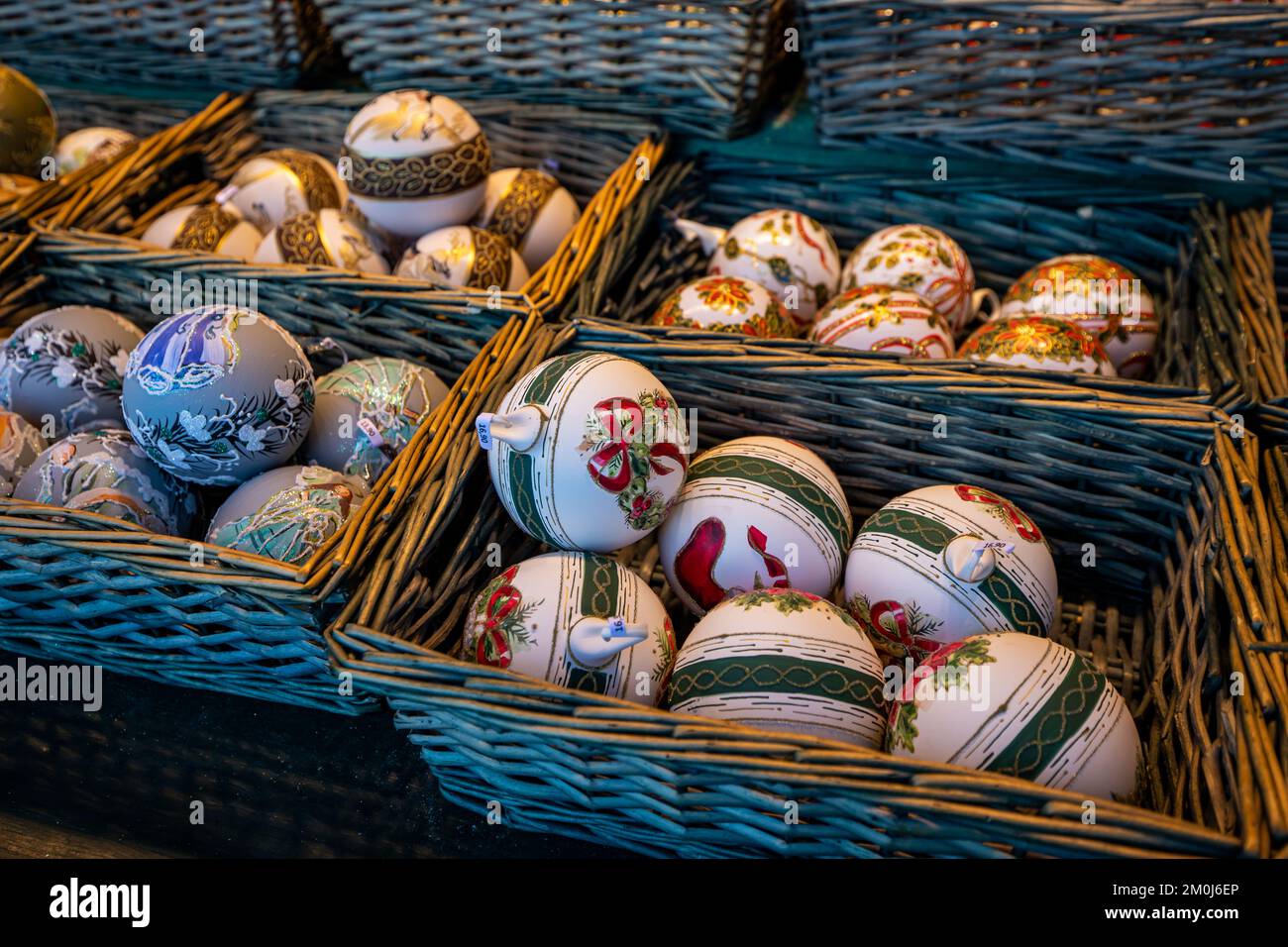 Christmas decorations at the Vienna Christmas market. Beautiful ...