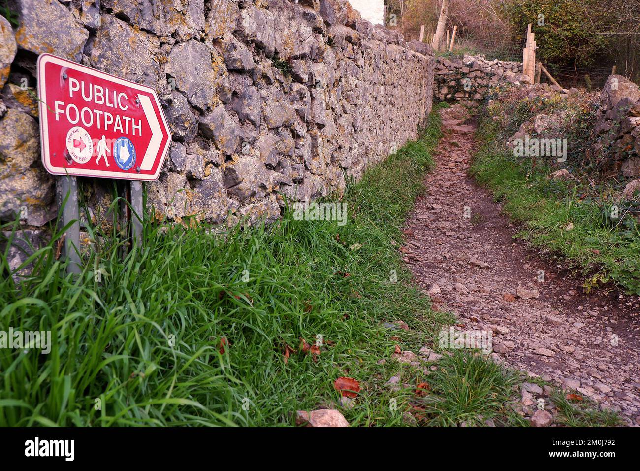 December 2022 - Public footpath sign at the start of a walk in the ...