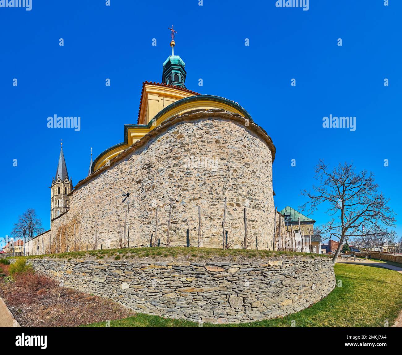 The tall rampart atop Bartholomew Hill, surrounded with Zahrady na ...
