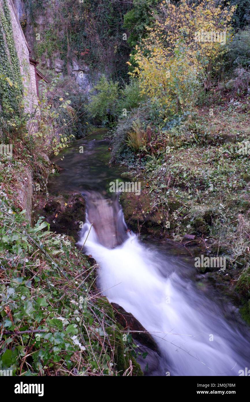 December 2022 - River Yeo emerging in Cheddar, Somerset, England, UK ...