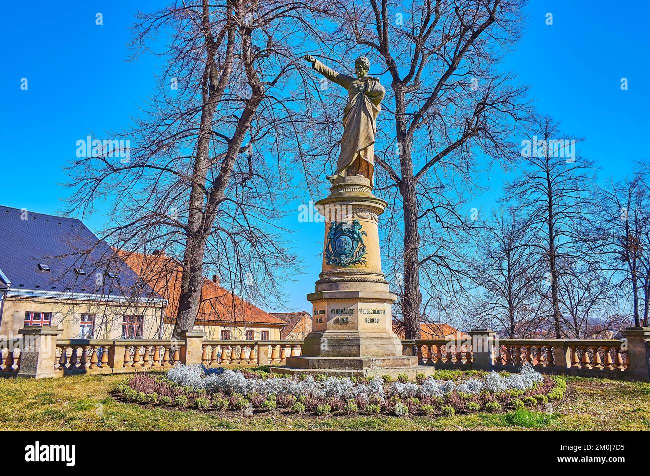 The stone statue of Karel Havlicek Borovsky on Havlickovo Square ...