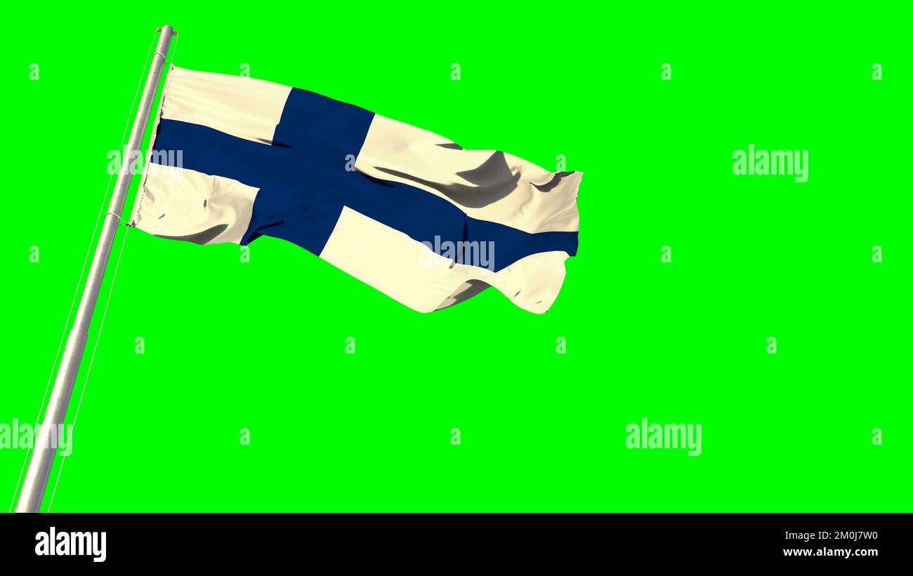 Waving glorious flag of Finland on chroma key screen, isolated - object ...