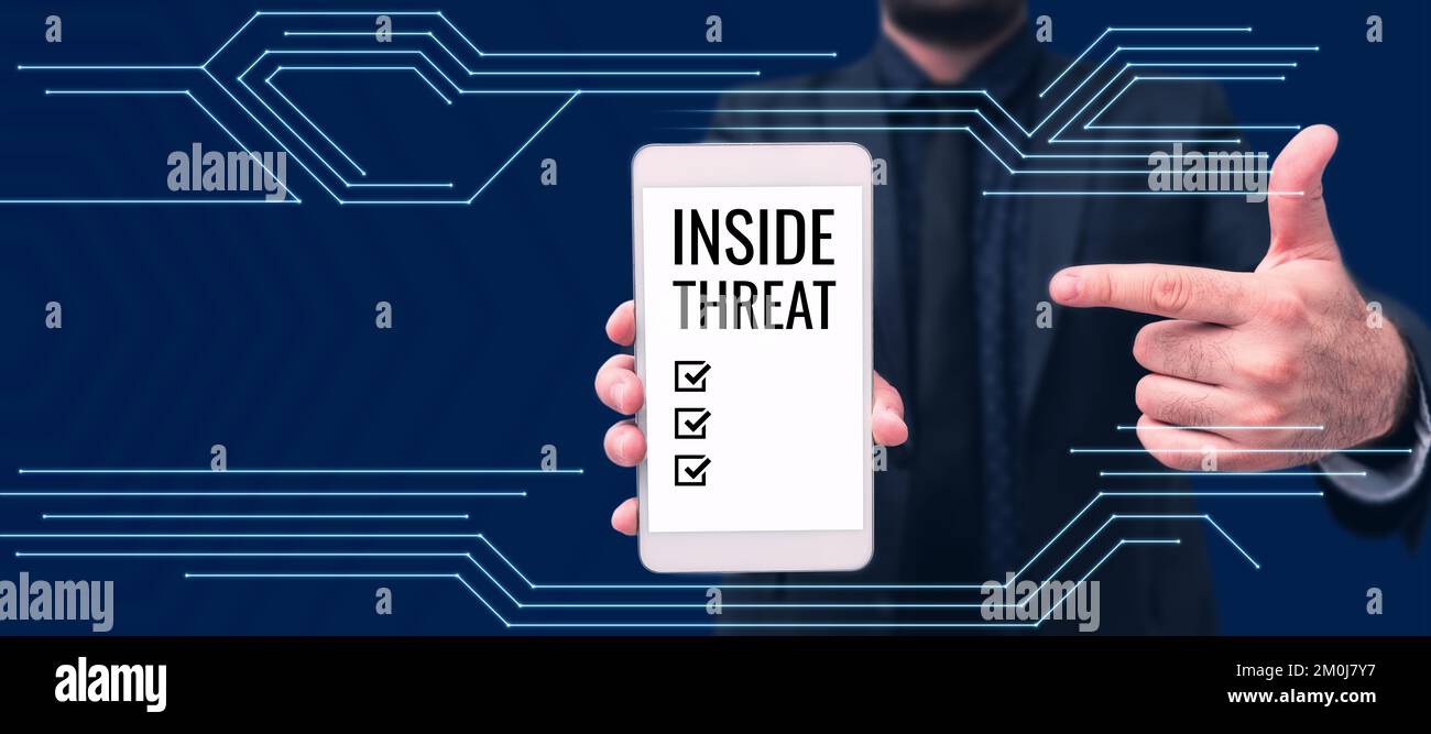 Text sign showing Inside Threat. Word for Information that only an ...