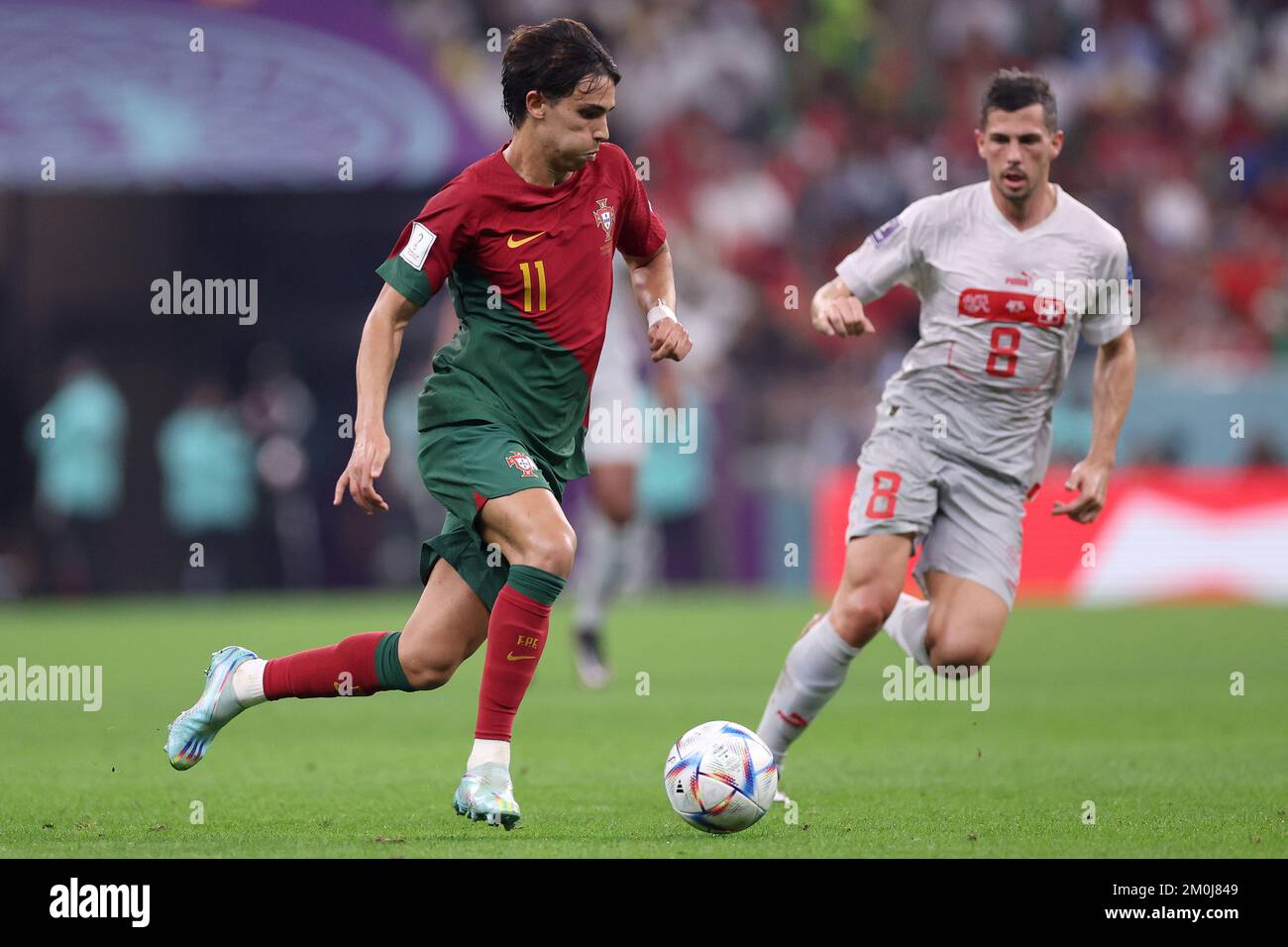 Joao Felix of Portugal runs with the ball during the FIFA World Cup ...
