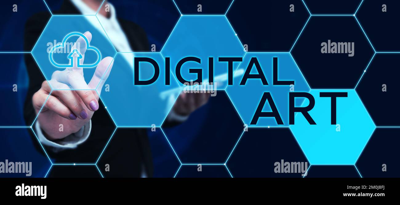 Text sign showing Digital Art. Concept meaning use of skill and ...