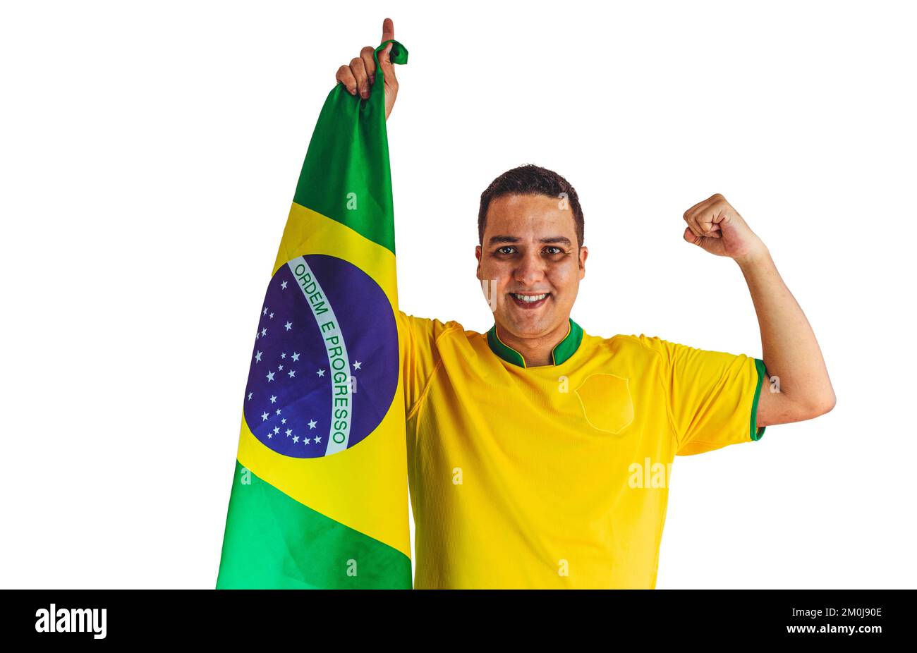 Brazilian Soccer Player Celebrating on a White Background. Dramatic ...