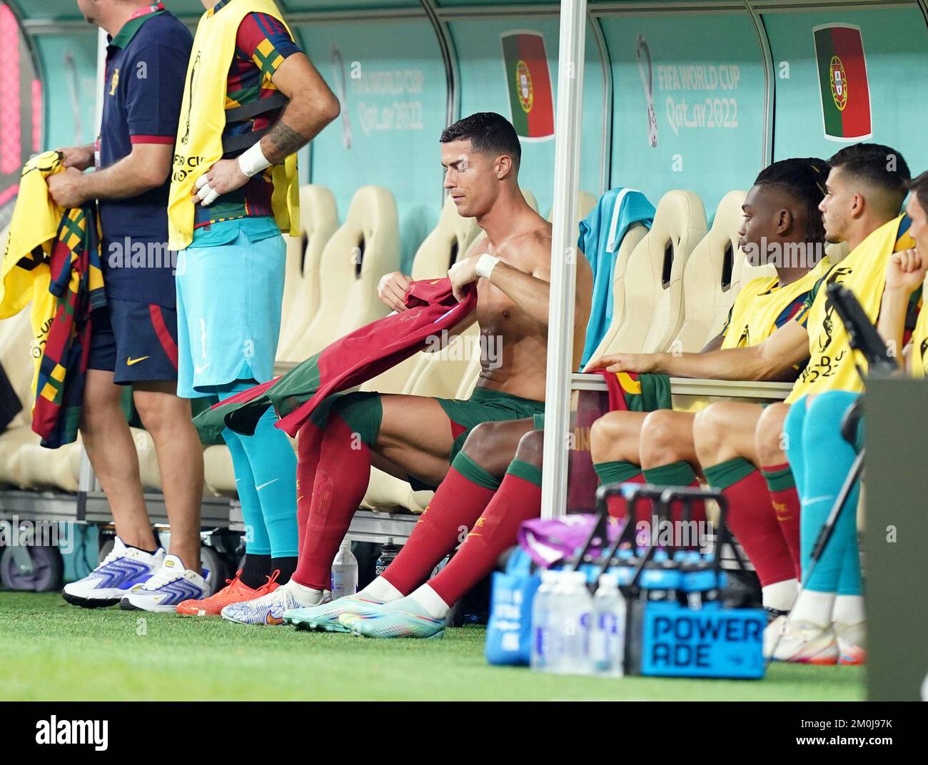 Portugal's Cristiano Ronaldo prepares to be substituted on during the ...