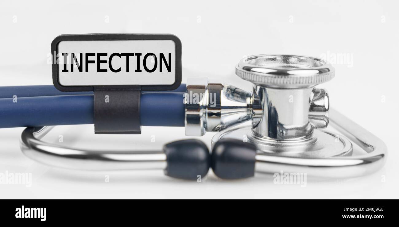 Medicine and health. On the white surface lies a stethoscope with a ...