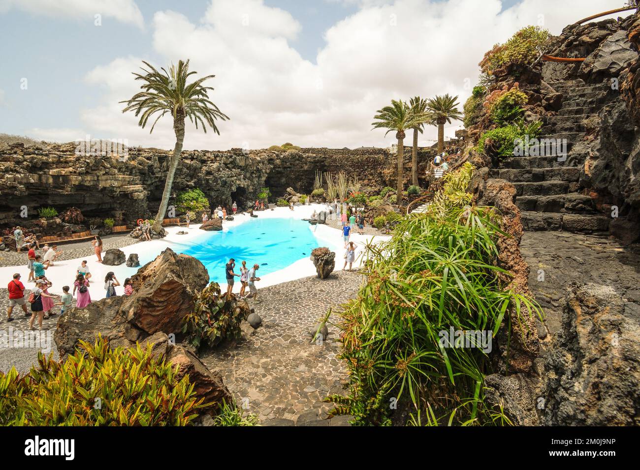 Jameos del Agua swimming pool in Lanzarote Stock Photo - Alamy
