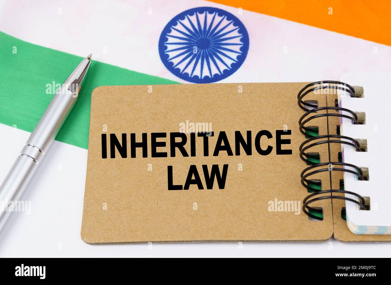 Law and justice concept. Against the background of the flag of India ...