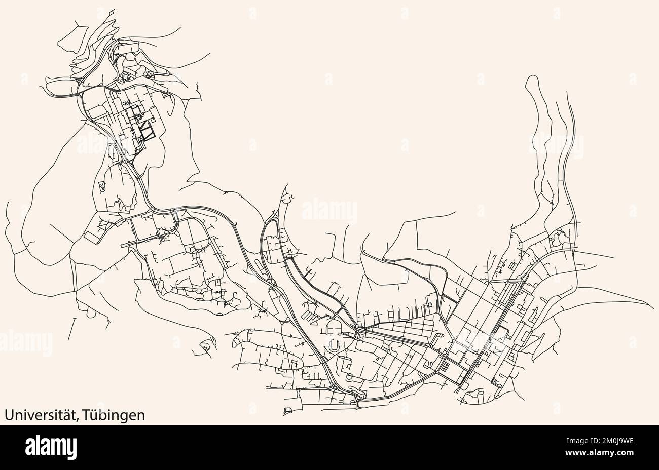 Street roads map of the UNIVERSITÄT DISTRICT, TÜBINGEN Stock Vector ...