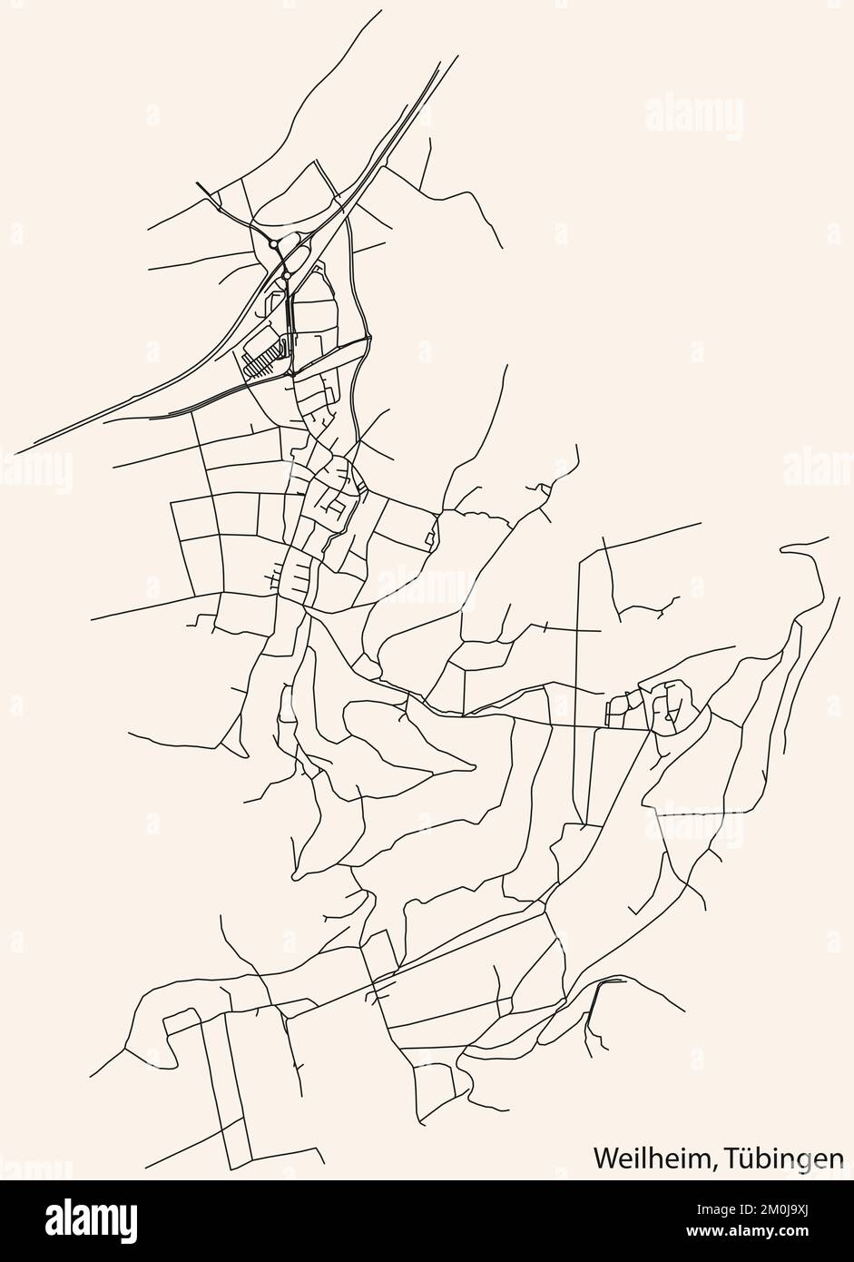 Street roads map of the WEILHEIM DISTRICT, TÜBINGEN Stock Vector Image ...